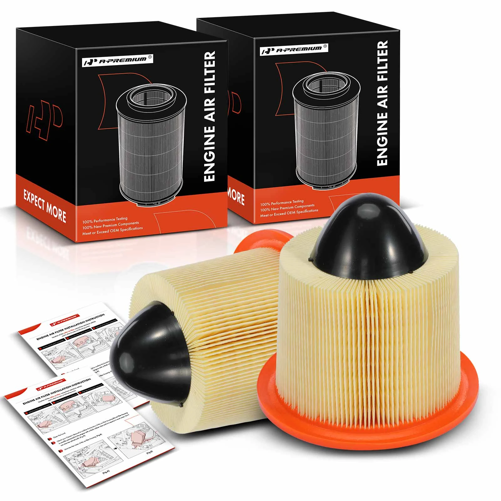 2 Pcs Engine Air Filter for 1999 Ford Econoline Super Duty | A-Premium