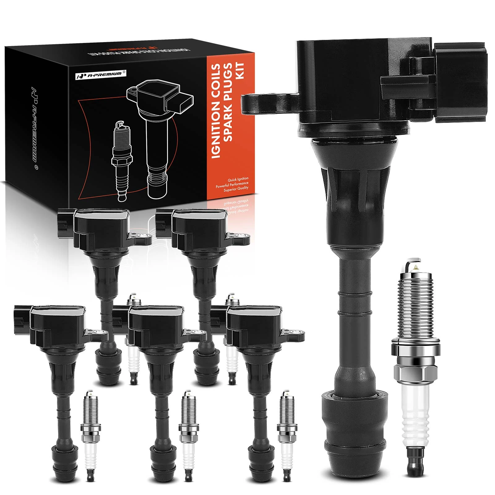 Ignition Coils + Spark Plugs Kits, Set of 12, Iridium Series, 3-Blade Terminal, A-Premium ...