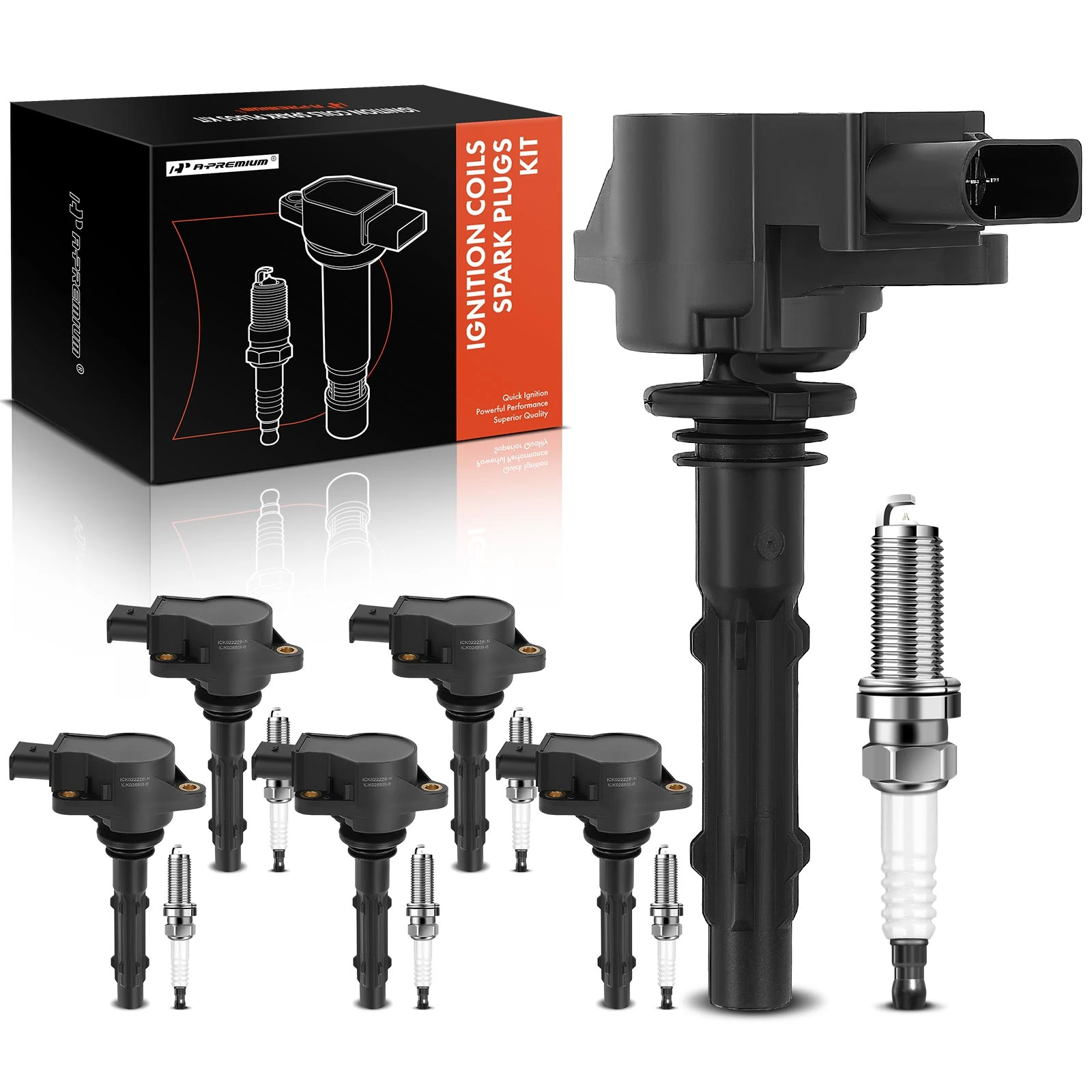 2008 Mercedes-Benz C300 Ignition Coil and Spark Plug Kit Set of 6 Iridium Series, 4-Blade ...