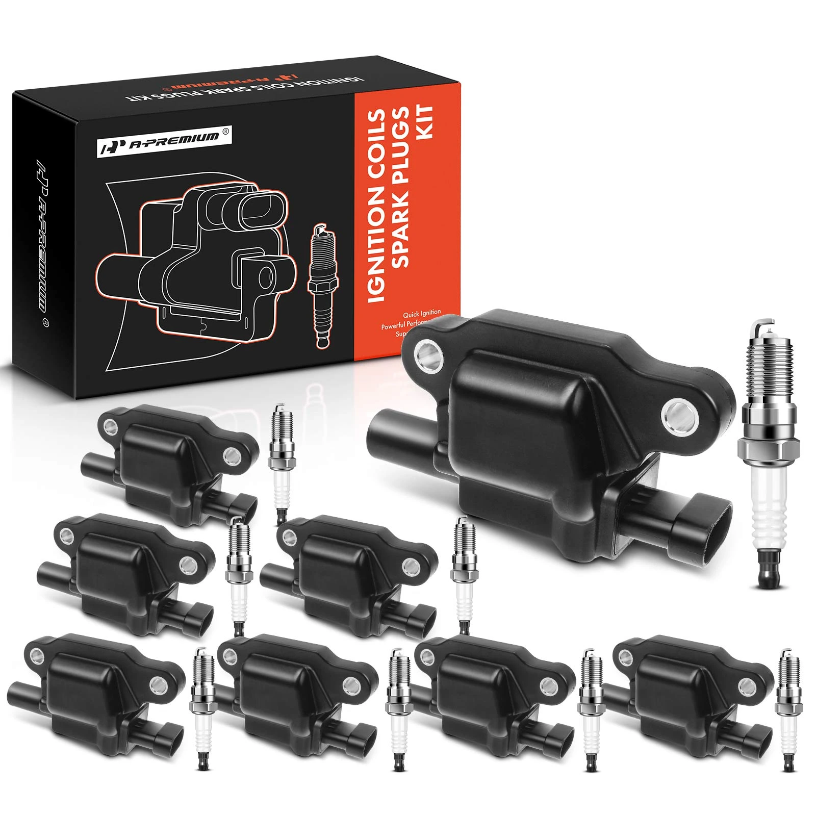 2007 Chevrolet Avalanche Ignition Coils + Spark Plugs Kits, Set of 8 ...