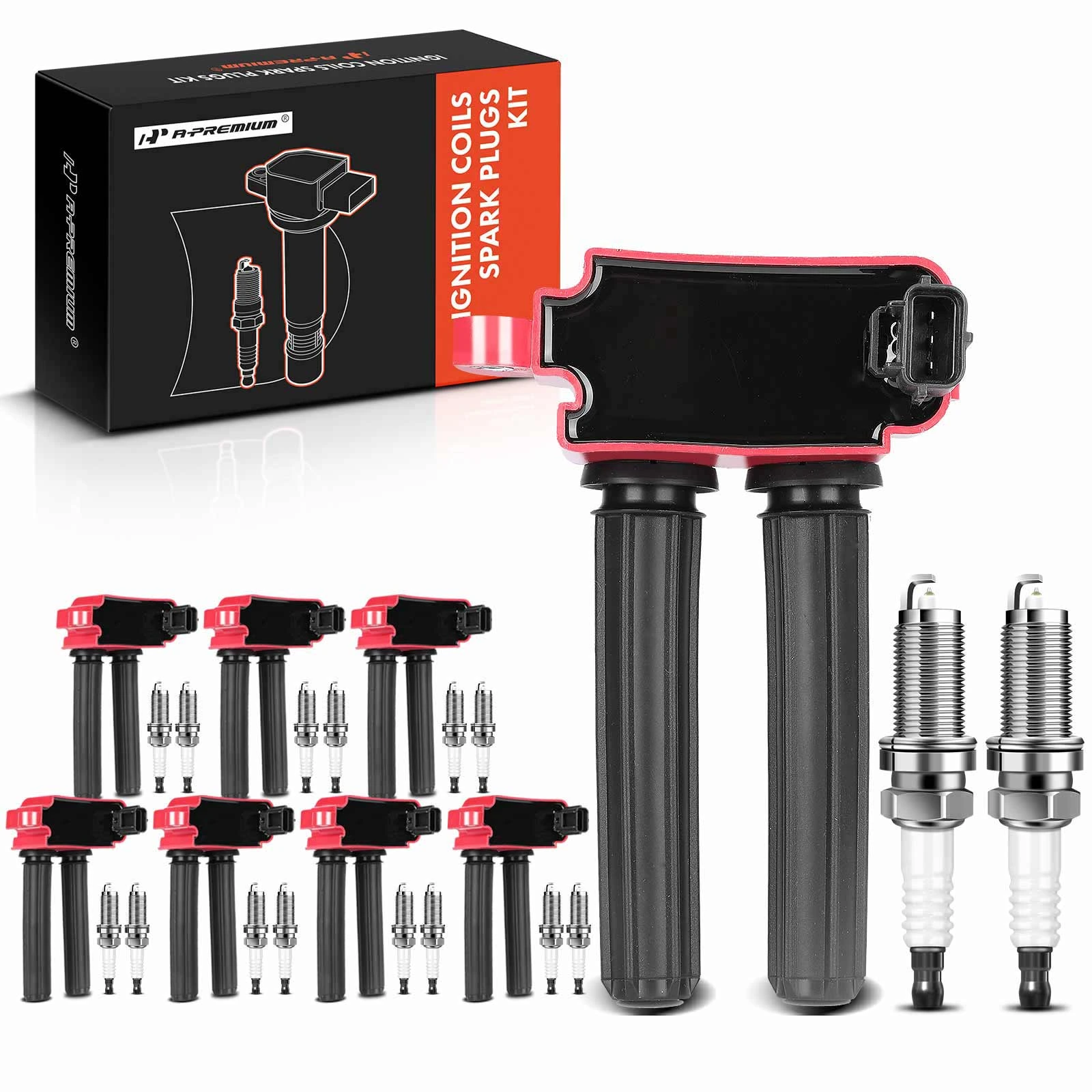 2011-2019 Ram 1500 Ignition Coils + Spark Plugs Kits, Set of 8, Iridium Series, 3-Blade Terminal ...