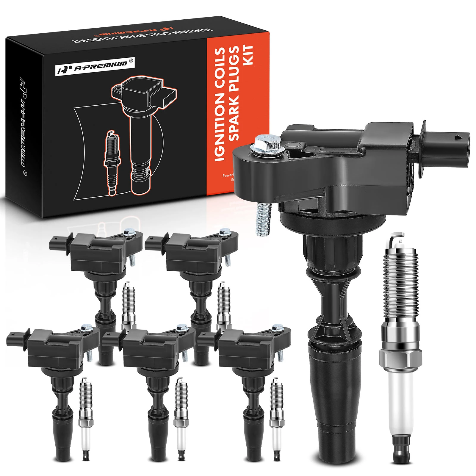 2017-2020 GMC Acadia Ignition Coils + Spark Plugs Kits, Set of 6, Iridium Series, 4-Blade ...