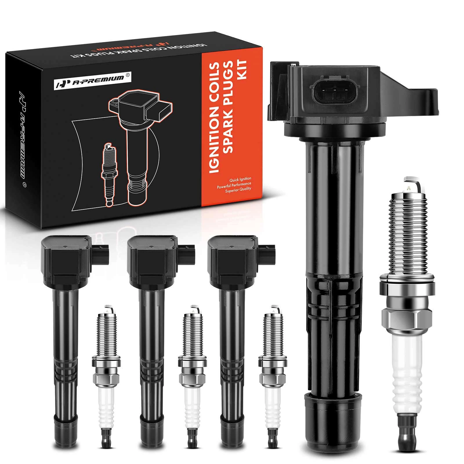 2017 Honda Accord Ignition Coils + Spark Plugs Kits, Set of 4, Iridium Series, 3-Blade Terminal ...