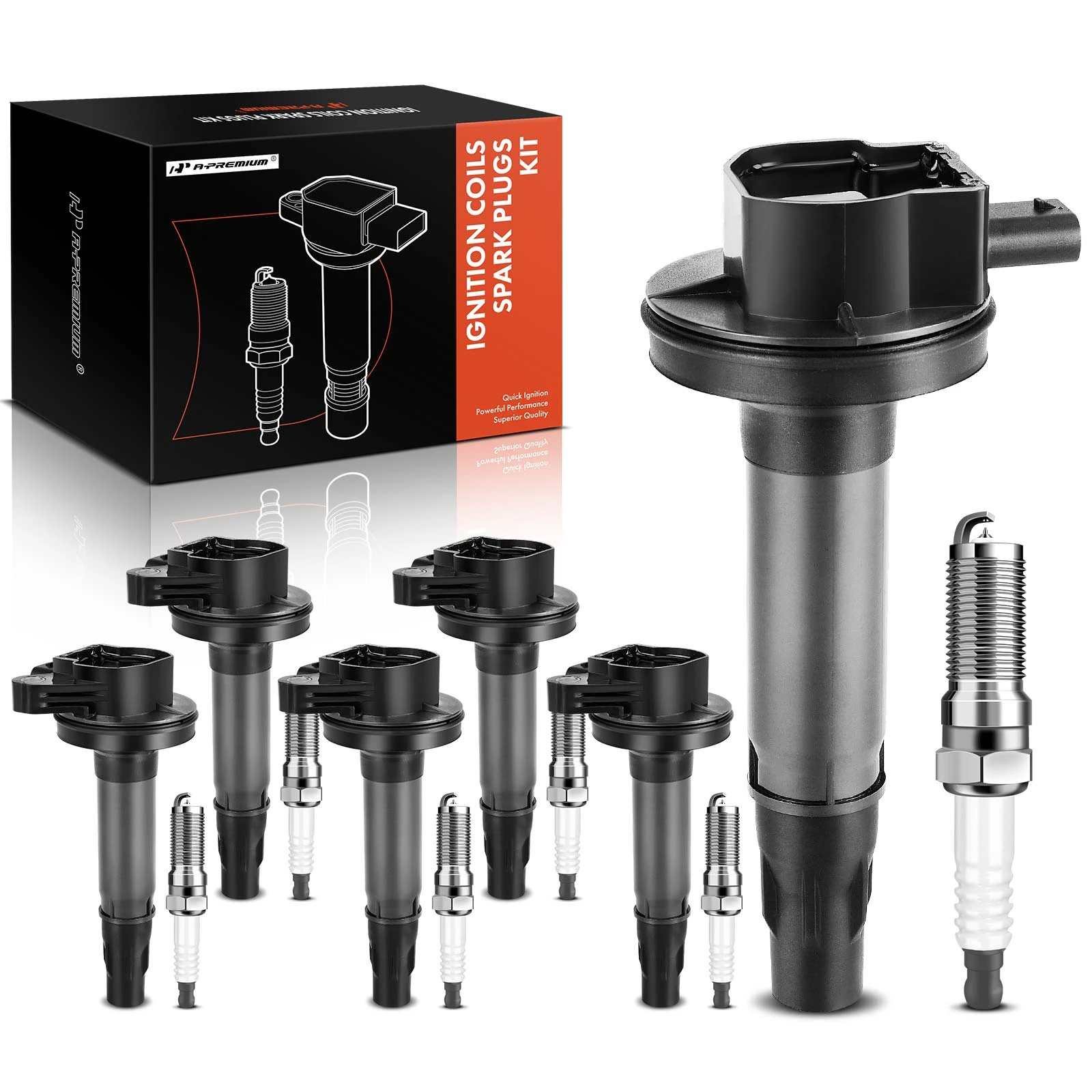 2019 Ford Transit-350 HD Ignition Coil and Spark Plug Kit Set of 6 Iridium Series, 2-Blade ...