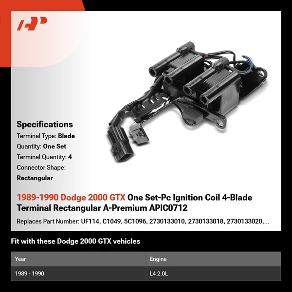 High-Quality 1989-1990 Dodge 2000 GTX Ignition Coil APIC0712 | A-Premium