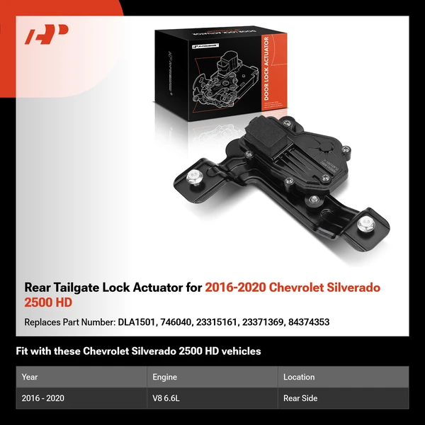 Rear Tailgate Lock Actuator for 2016-2020 Chevrolet Silverado 2500 HD ...