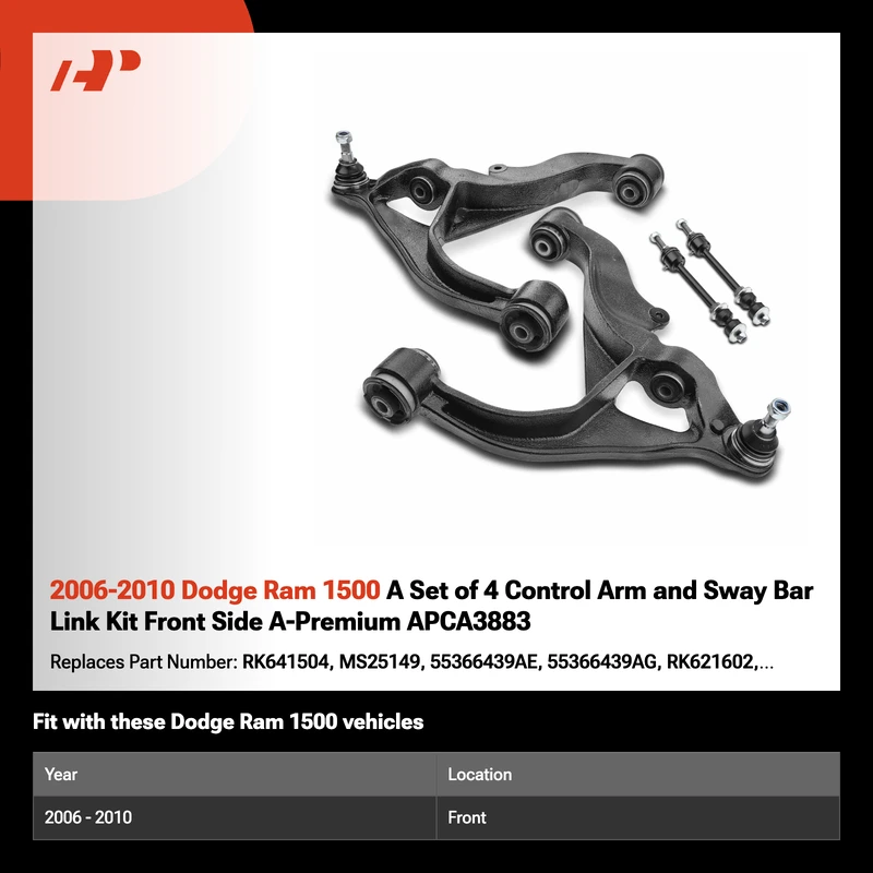 2006-2010 Dodge Ram 1500 A Set of 4 Control Arm and Sway Bar Link Kit ...