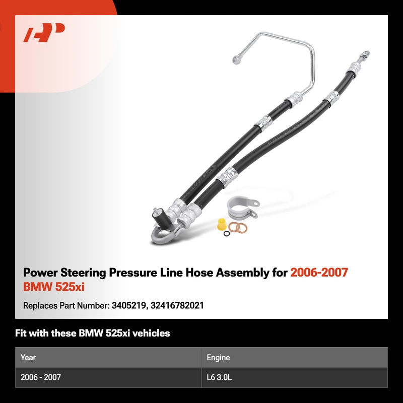 Power Steering Pressure Line Hose Assembly for 2006-2007 BMW 525xi | A ...