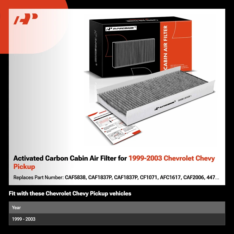 Activated Carbon Cabin Air Filter for 1999-2003 Chevrolet Chevy Pickup ...