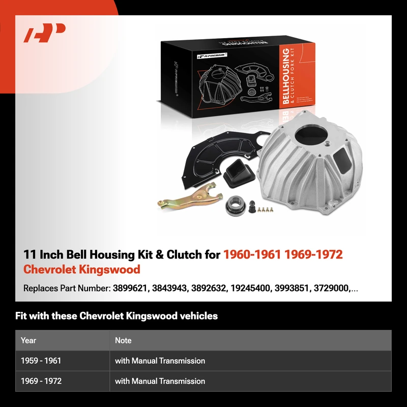 11 Inch Bell Housing Kit & Clutch for 1960-1961 1969-1972 Chevrolet ...