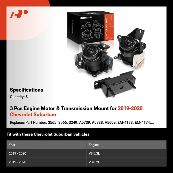 3 Pcs Engine Motor & Transmission Mount for 2019-2020 Chevrolet ...