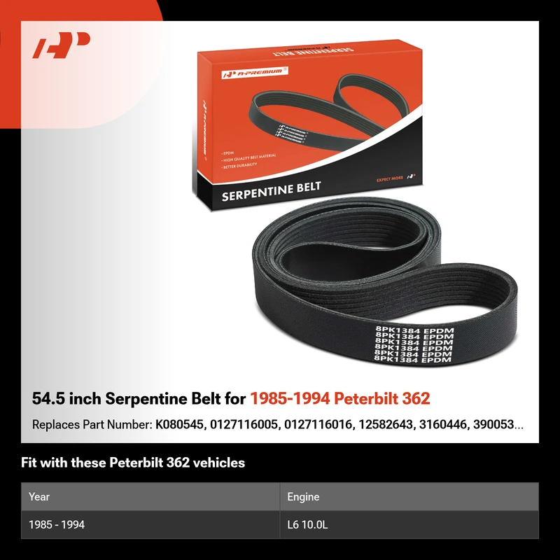 Top-Rated A-Premium 1985-1994 Peterbilt 362 Serpentine Belt APSBT624 ...