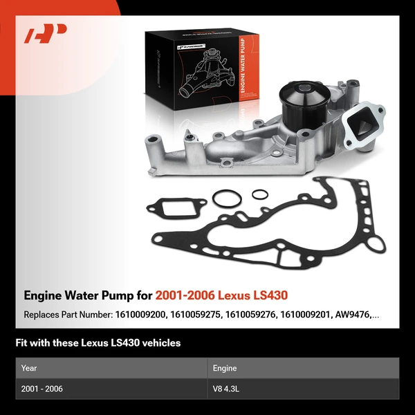 2001-2006 Lexus LS430 Water Pump APWP0109 Components | A-Premium