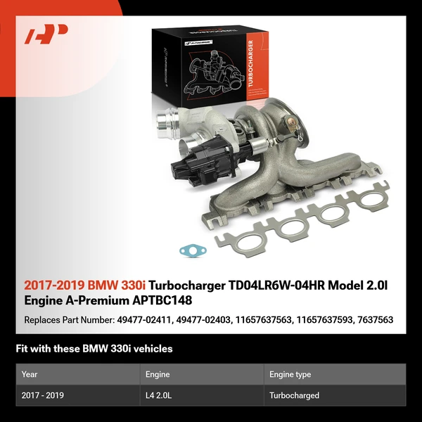 2017-2019 BMW 330i Turbocharger APTBC148, 3-Year Warranty | A-Premium