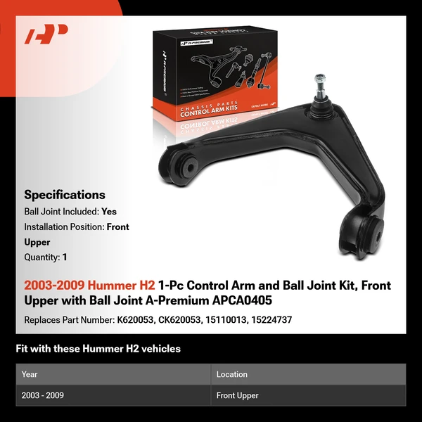 Buy 2003-2009 Hummer H2 Control Arm and Ball Joint Kit APCA0405 | A-Premium