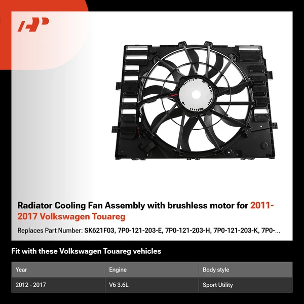 Radiator Cooling Fan Assembly with brushless motor for 2011-2017 ...