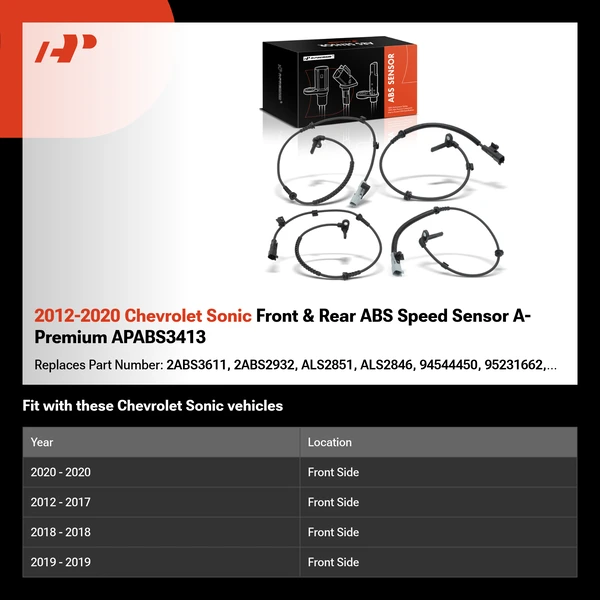 2012-2020 Chevrolet Sonic ABS Speed Sensor APABS3413 Parts | A-Premium