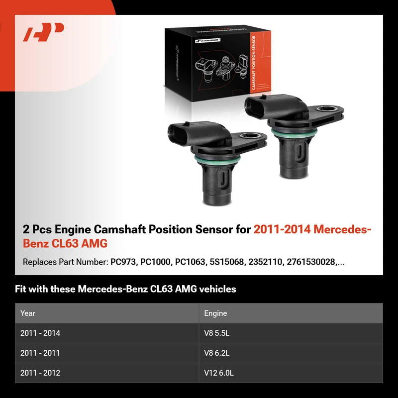 2 Pcs Engine Camshaft Position Sensor for 2011-2014 Mercedes-Benz CL63 ...