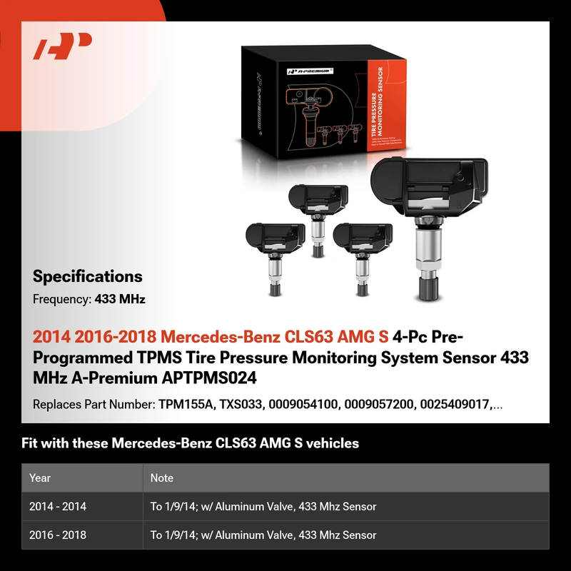 2014 2016-2018 Mercedes-Benz CLS63 AMG S TPMS Tire Pressure Monitoring ...