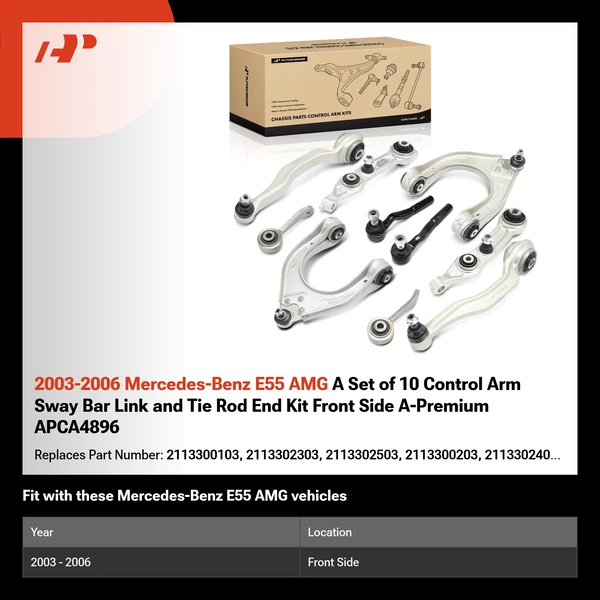 2003-2006 Mercedes-Benz E55 AMG Control Arm Sway Bar Link and Tie Rod ...