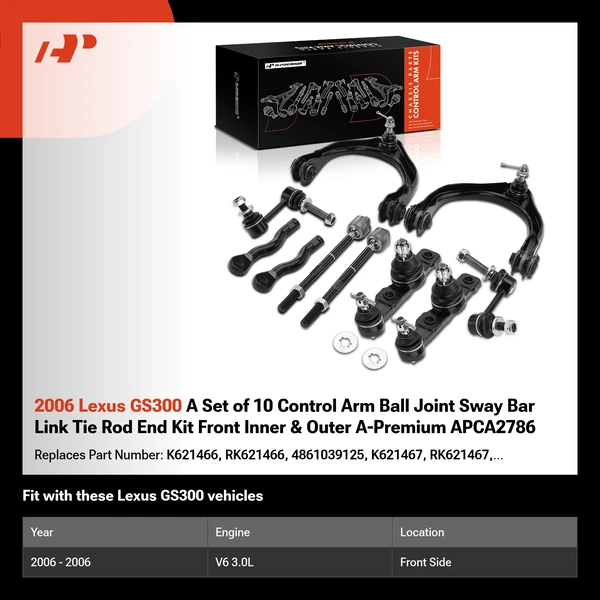 Buy 2006 Lexus GS300 Control Arm Ball Joint Sway Bar Link Tie Rod End ...