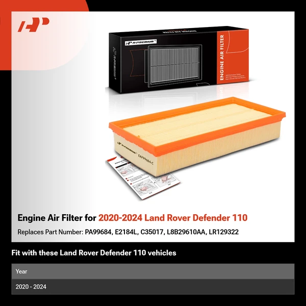 Automotive 2020-2024 Land Rover Defender 110 Engine Air Filter ...