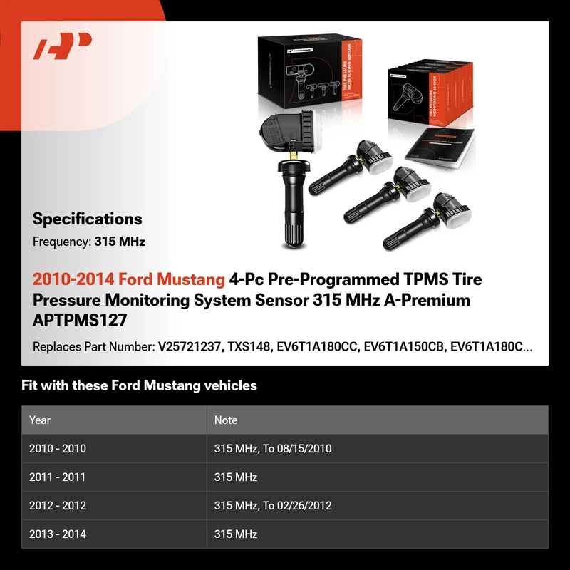 2010-2014 Ford Mustang TPMS Tire Pressure Monitoring System Sensor ...