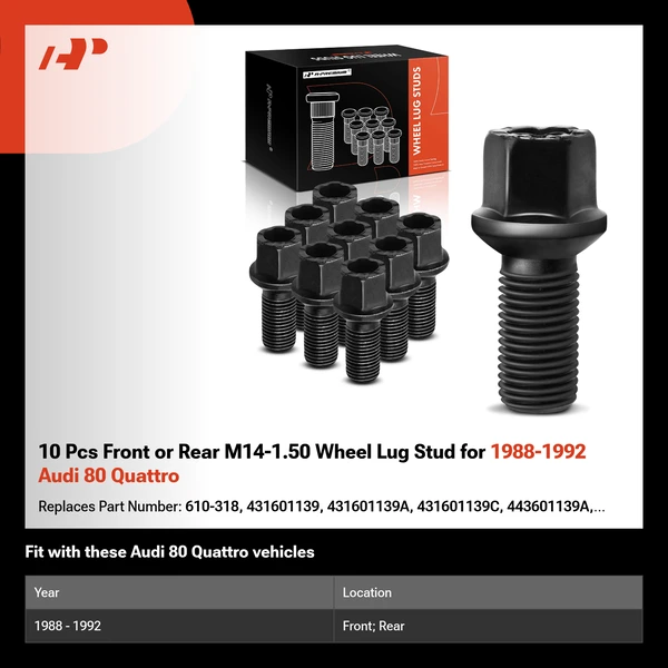 1988-1992 Audi 80 Quattro Wheel Stud APWHS051 Parts | A-Premium