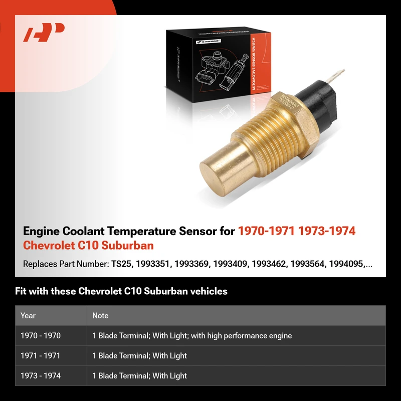 Engine Coolant Temperature Sensor for 1970-1971 1973-1974 Chevrolet C10 ...