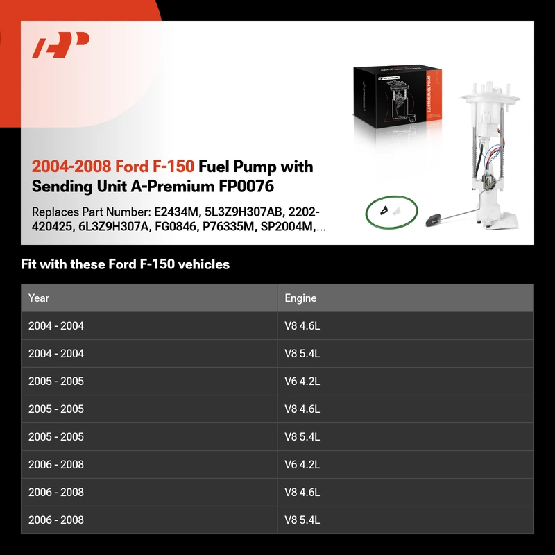 Top-Rated A-Premium 2004-2008 Ford F-150 Fuel Pump FP0076 | A-Premium