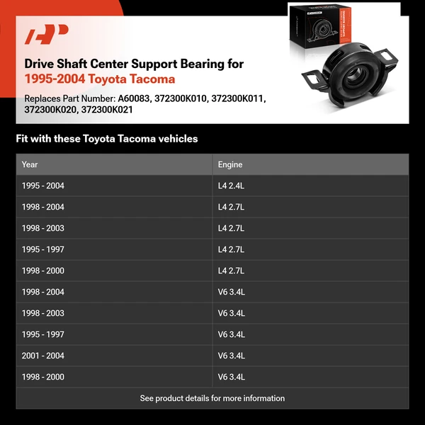 1995-2004 Toyota Tacoma Drive Shaft Center Support Bearing APDSB093 ...