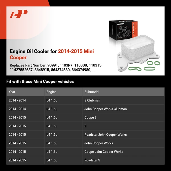 2014-2015 Mini Cooper Oil Cooler APOC400, 3-Year Warranty | A-Premium