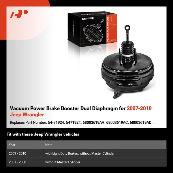 2007-2010 Jeep Wrangler Power Brake Booster APPBB0079 Aftermarket | A ...