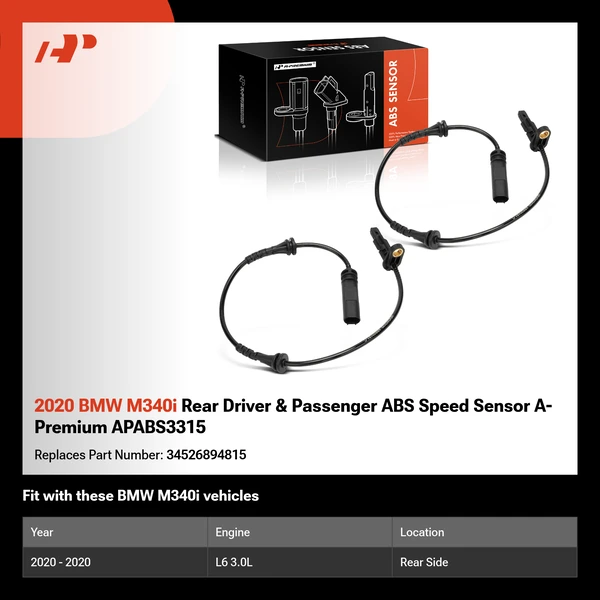 2020 BMW M340i ABS Speed Sensor APABS3315, 3-Year Warranty | A-Premium