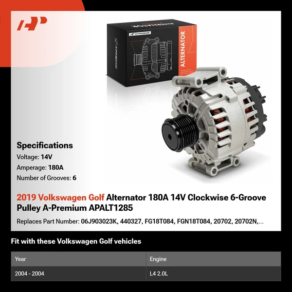 2019 Volkswagen Golf Alternator APALT1285 Deal | A-Premium