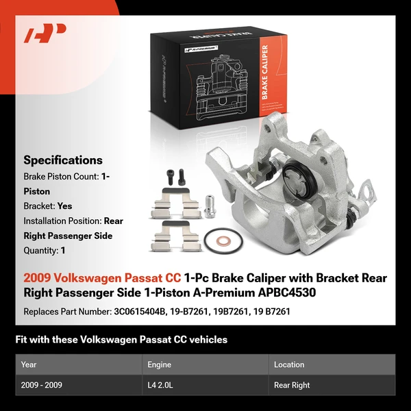 Industry-Accepted 2009 Volkswagen Passat CC Brake Caliper with Bracket ...