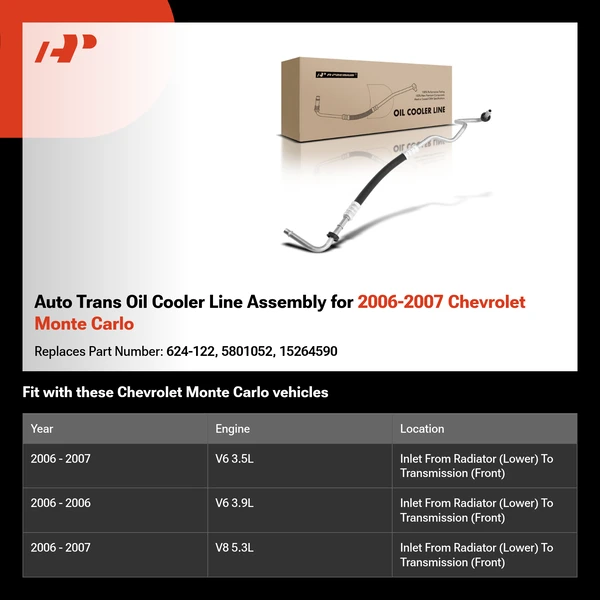 Auto Trans Oil Cooler Line Assembly for 2006-2007 Chevrolet Monte Carlo ...