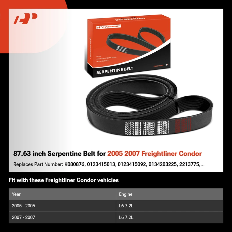 Best-Selling A-Premium 2005-2007 Freightliner Condor Serpentine Belt ...