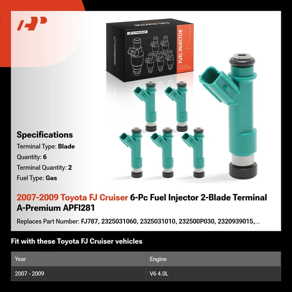 A-Premium 2007-2009 Toyota FJ Cruiser Fuel Injector APFI281 Aftermarket ...