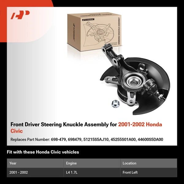 2001-2002 Honda Civic Steering Knuckle Assembly APSKA0193, 3-Year ...