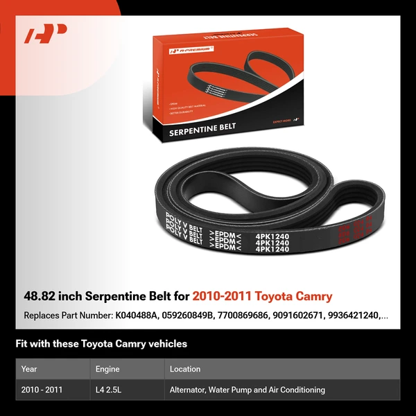 Superior 2010-2011 Toyota Camry Serpentine Belt APSBT058 | A-Premium