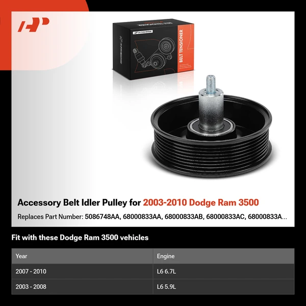 Online Shop for 2003-2010 Dodge Ram 3500 Belt Idler Pulley APBT0626 | A ...