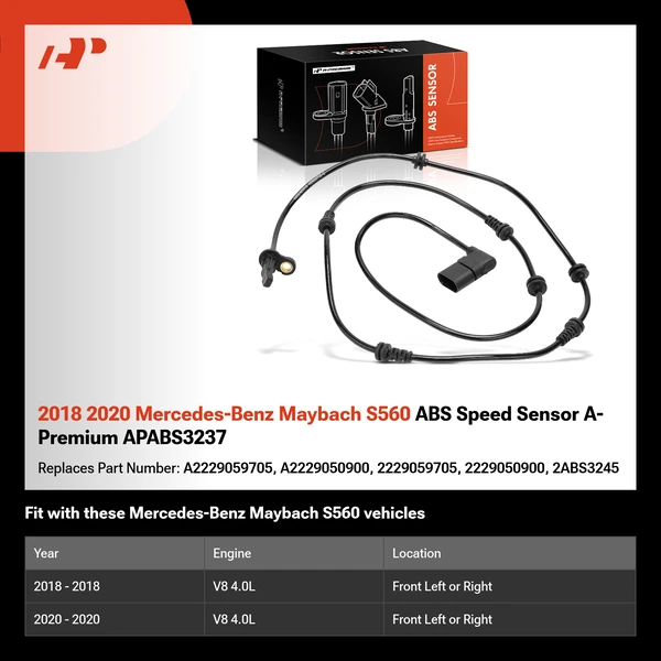 Durable 2018 2020 Mercedes-Benz Maybach S560 ABS Speed Sensor APABS3237 ...