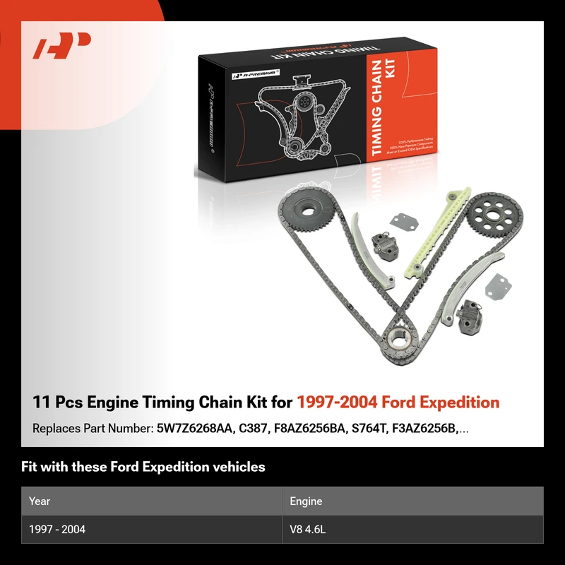 11 Pcs Engine Timing Chain Kit for 1997-2004 Ford Expedition | A-Premium